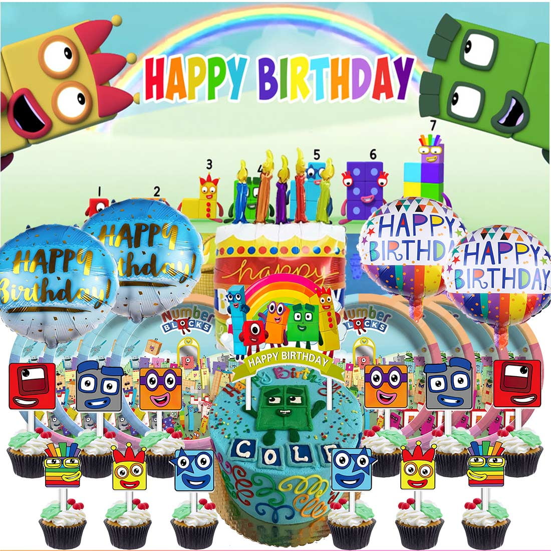 Numberblocks Supplies Plates Decoration Backdrop Banner Birthday Decor ...