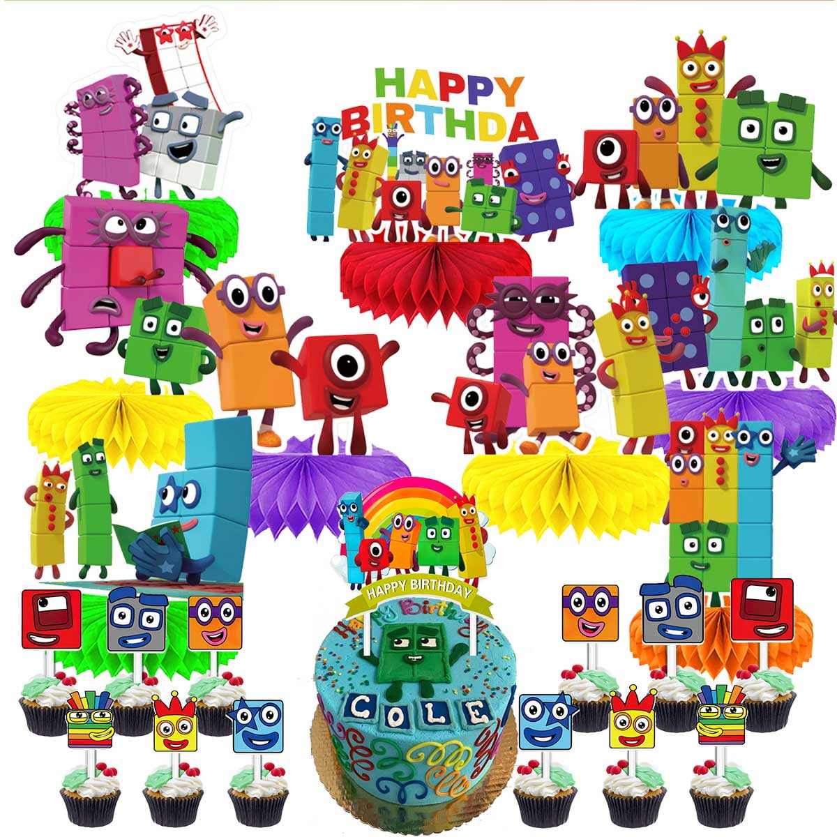 Number Table Toppers Honeycomb Centerpieces Cake Toppers Decorations ...