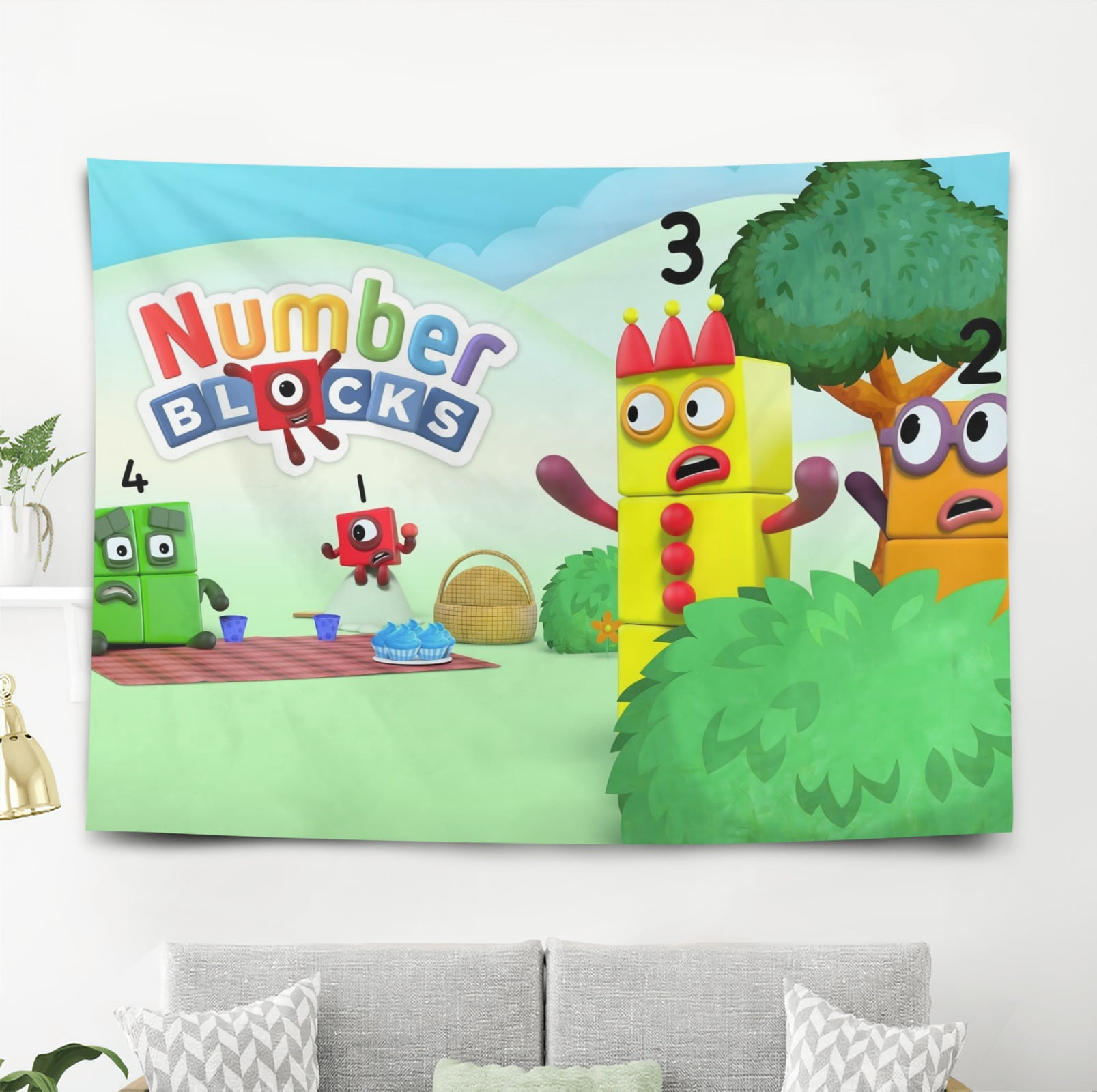 Numberblocks-Theme Anti-pilling Tapestry Gift Wall Hanging Backdrop for ...