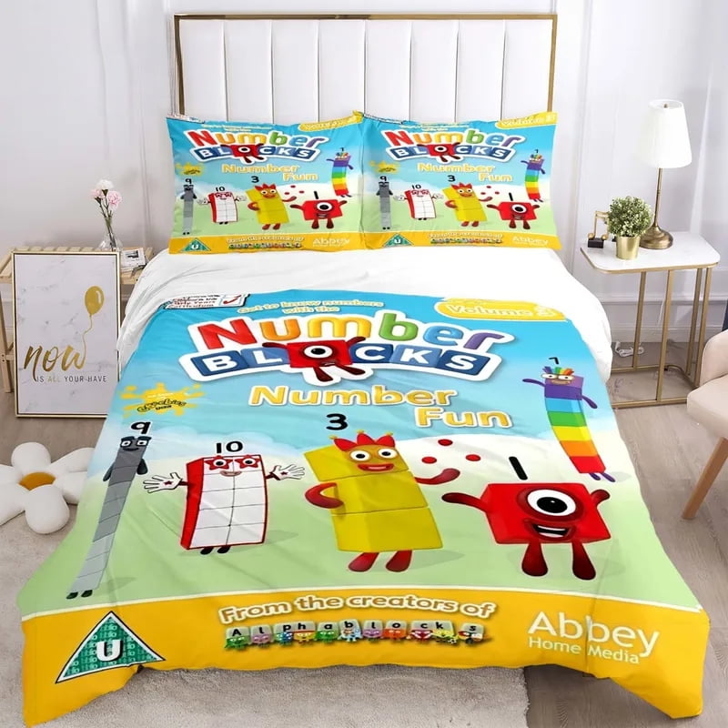 Numberblocks cartoon children's down double bedding 3-piece set ...