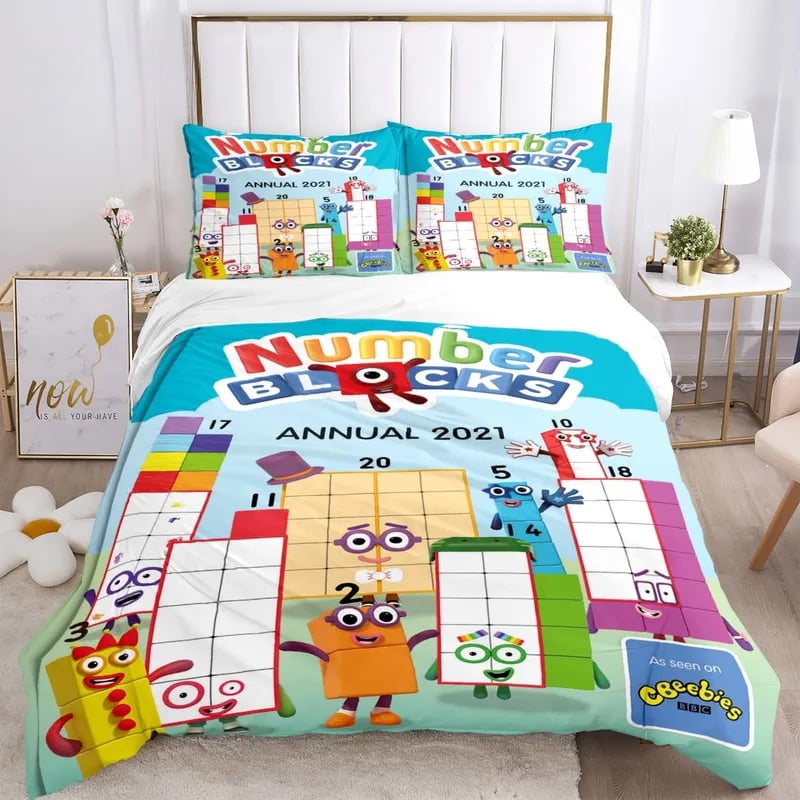 Numberblocks cartoon children's down double bedding 3-piece set ...