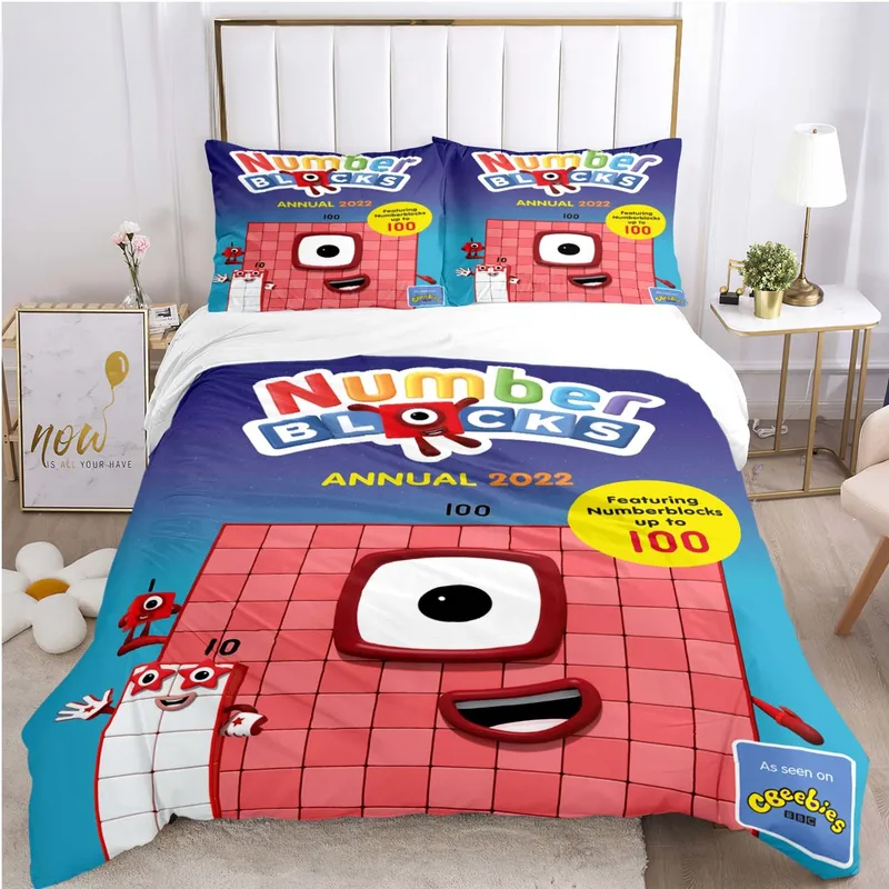 Numberblocks cartoon children's down double bedding 3-piece set ...
