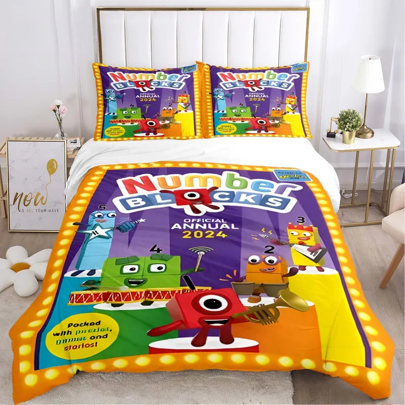 Numberblocks cartoon children's down double bedding 3-piece set ...