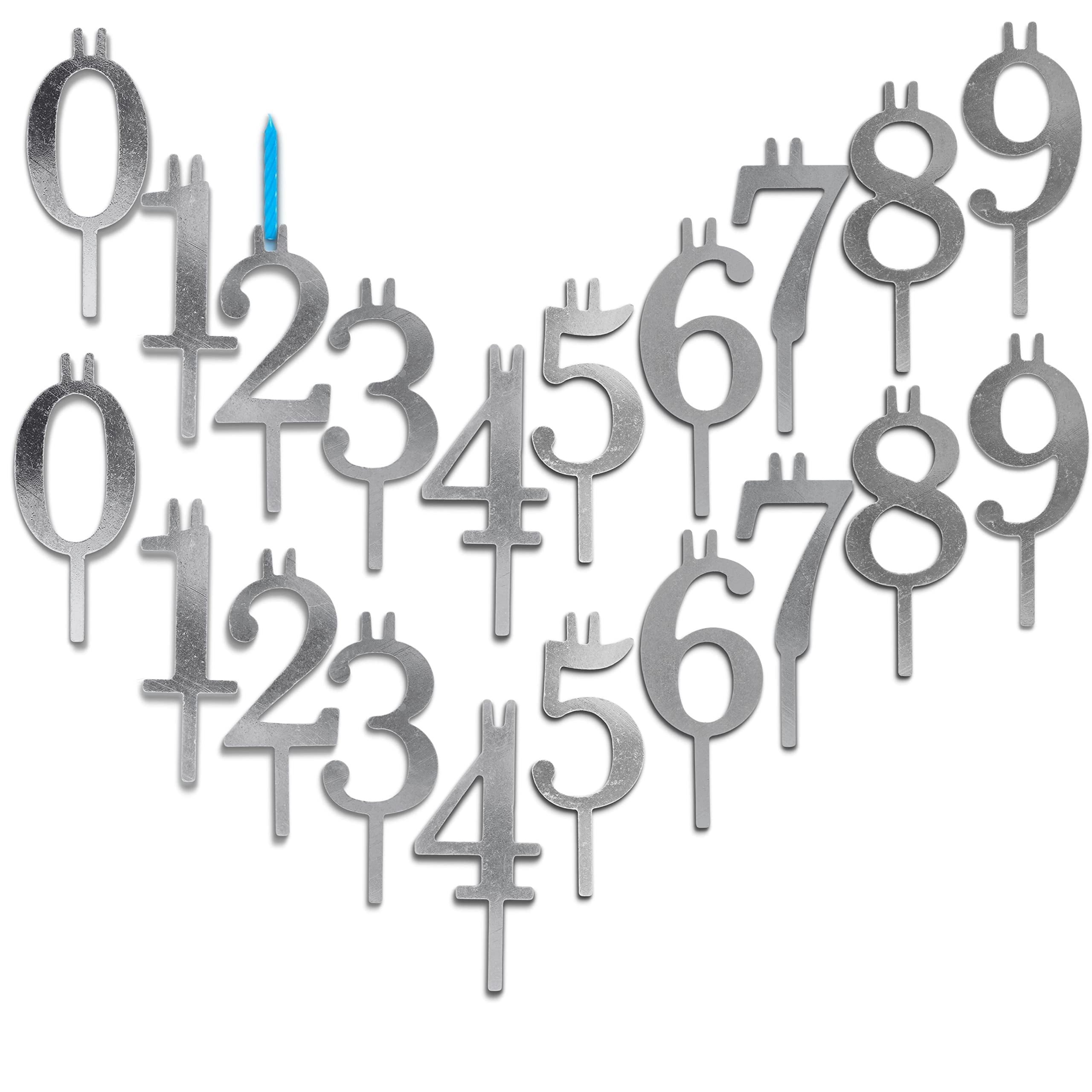 Numbered Aluminum Candle Holders | Reusable Cake Toppers for Birthdays ...