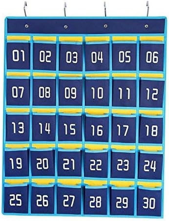 Numbered Classroom Pocket Chart Cell Phones and Calculators Holder Wall ...