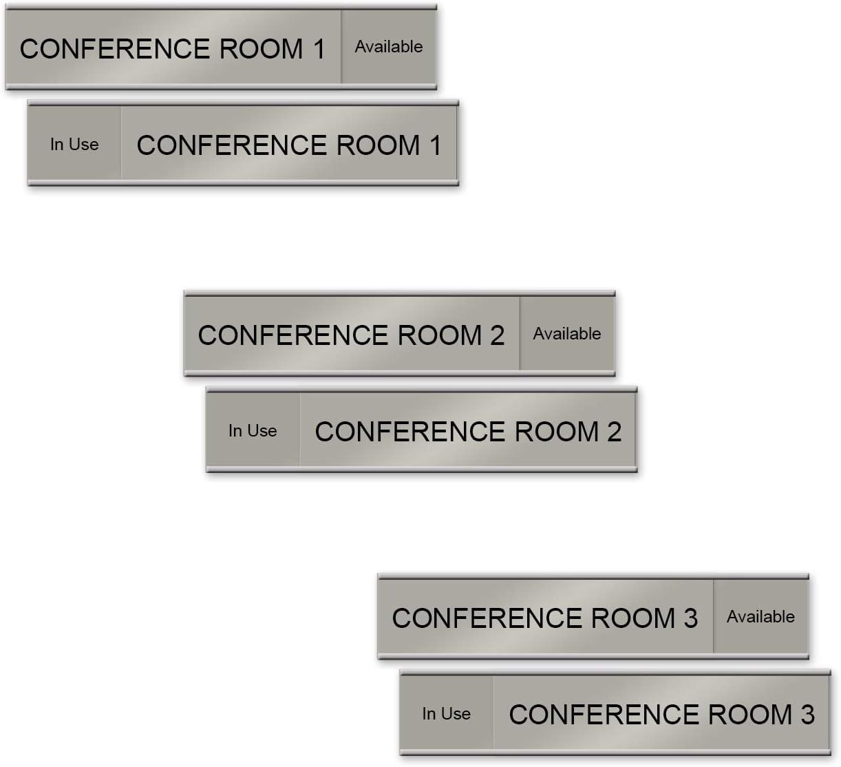 Numbered Conference Room Slider Signs, 10" x 2", Silver (Conference ...