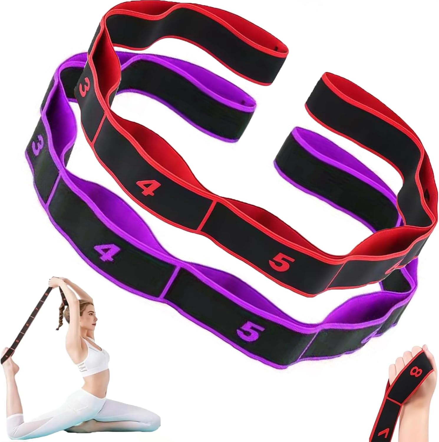 Numbered Resistance Band 8-Level Adjustable with Handles, Numbered Pull ...