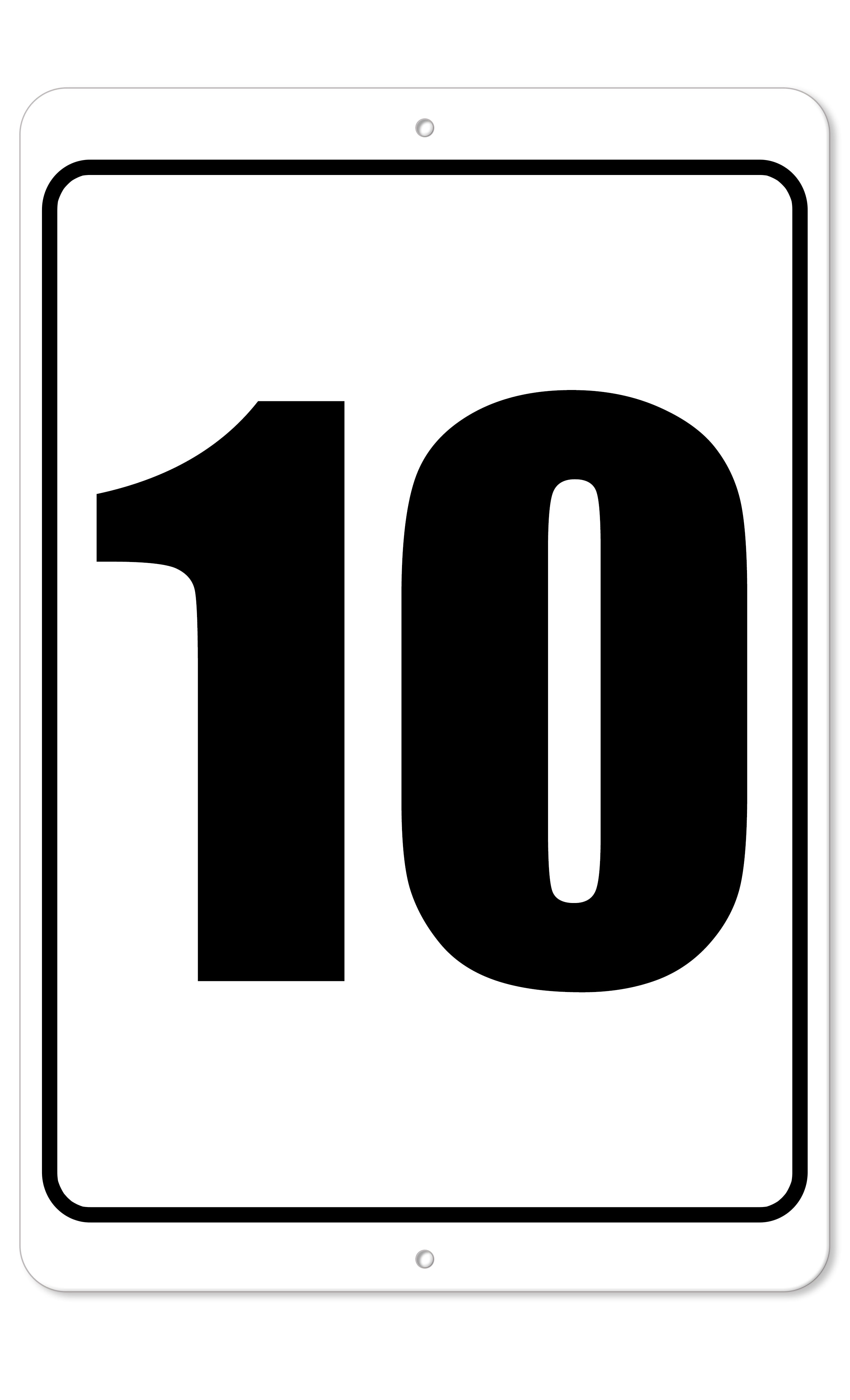 Numbered Sign 10 | 8 x 12 Aluminum Outdoor/Indoor Sign/Area Marker ...