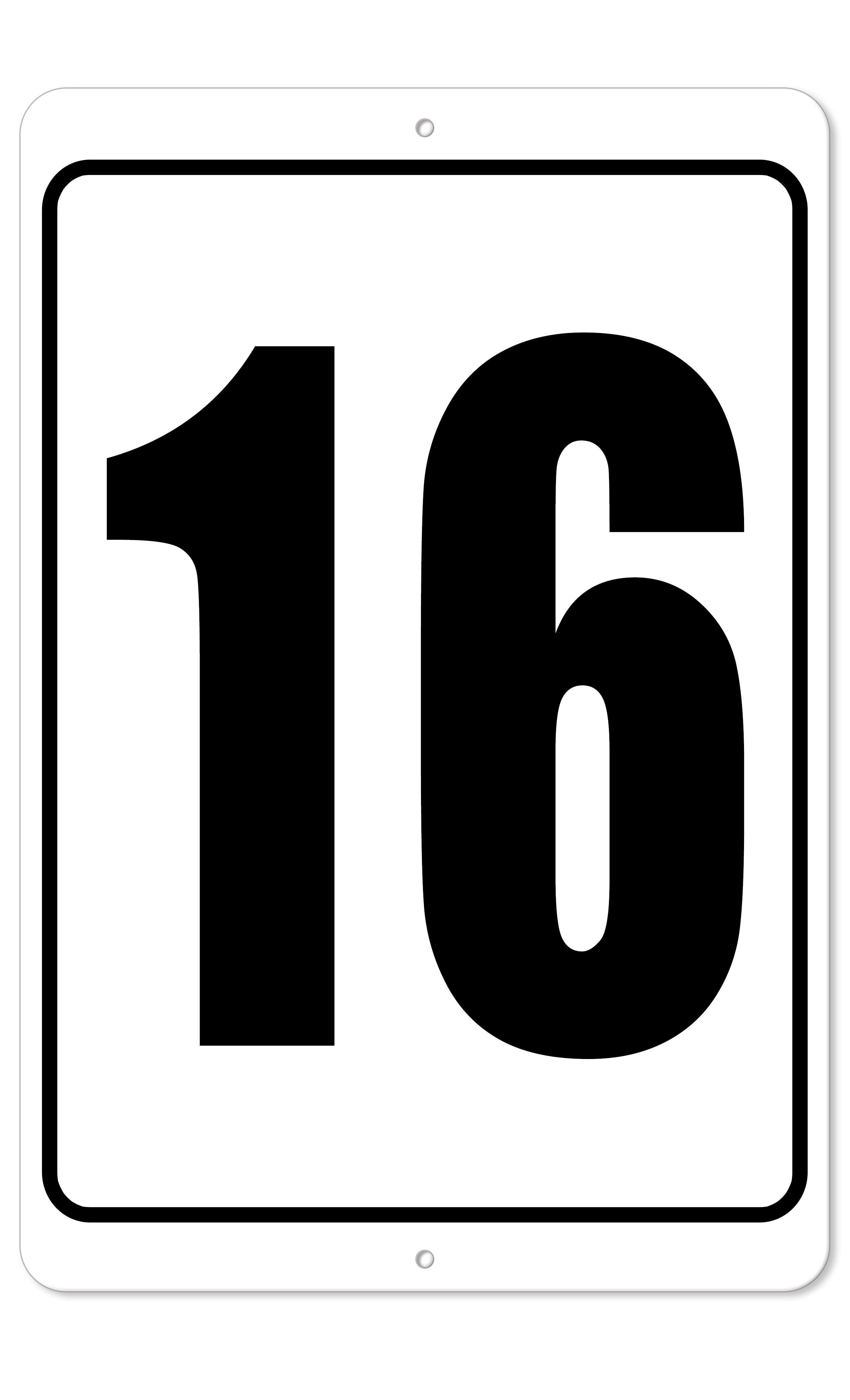 Numbered Sign 16 | 8 x 12 Aluminum Outdoor/Indoor Sign/Area Marker ...
