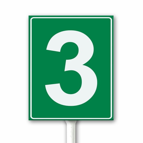 Numbered Sign 3, 7x8.8 Inch Aluminum Outdoor/Indoor Sign, Area Marker ...
