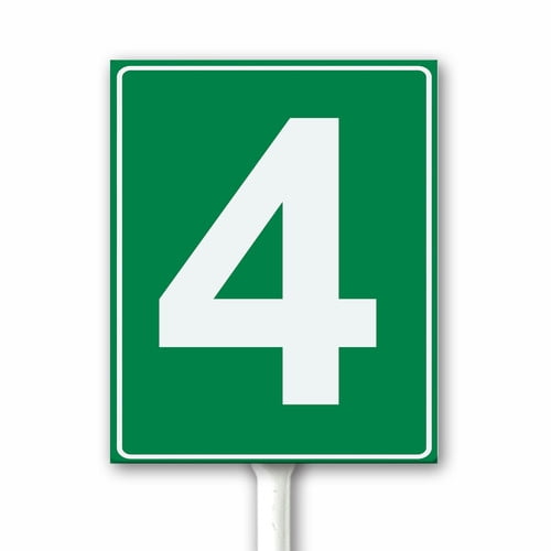 Numbered Sign 4, 4.6x6 Inch Aluminum Outdoor/Indoor Sign, Area Marker ...