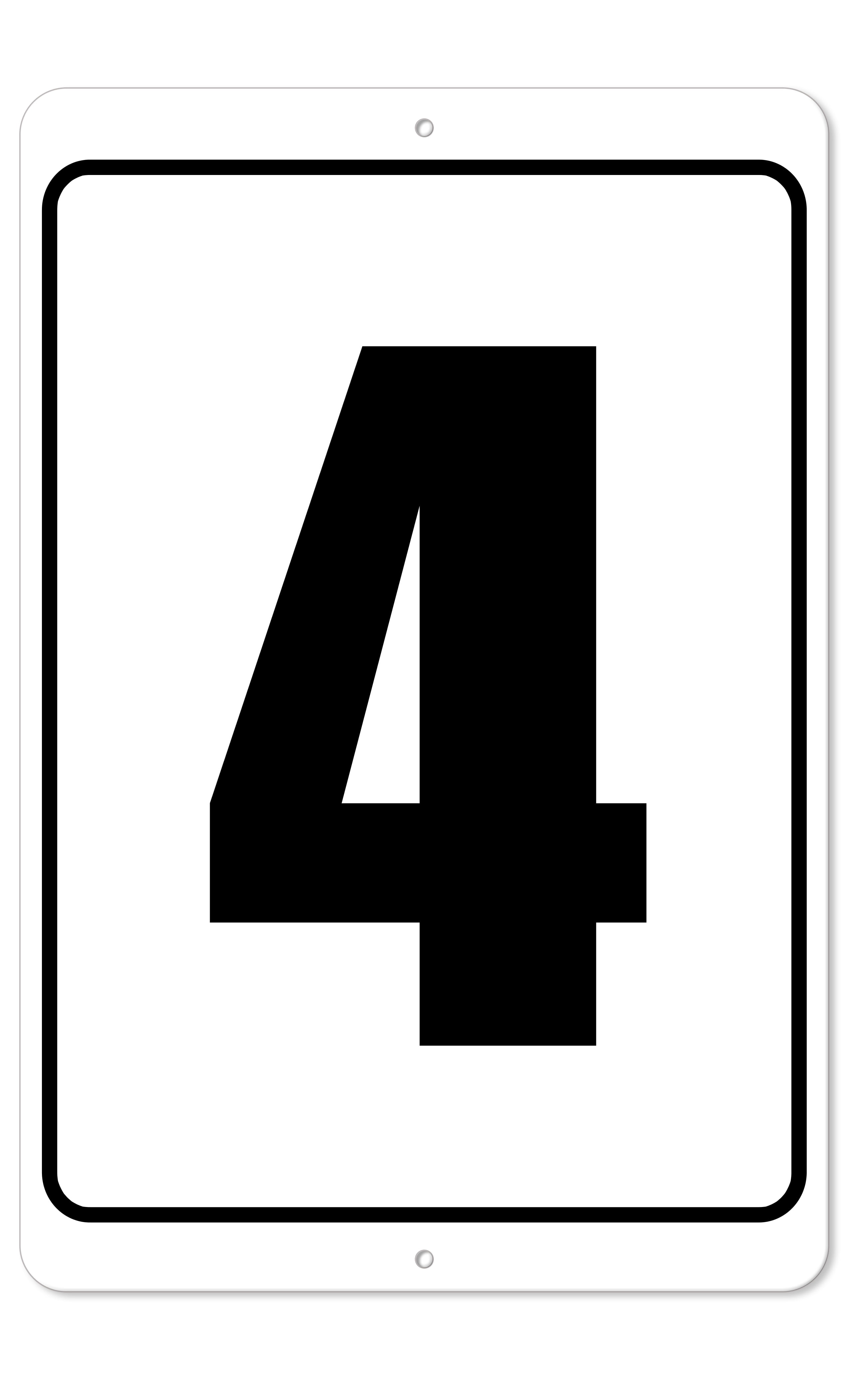 Numbered Sign 4 | 8 x 12 Aluminum Outdoor/Indoor Sign/Area Marker ...