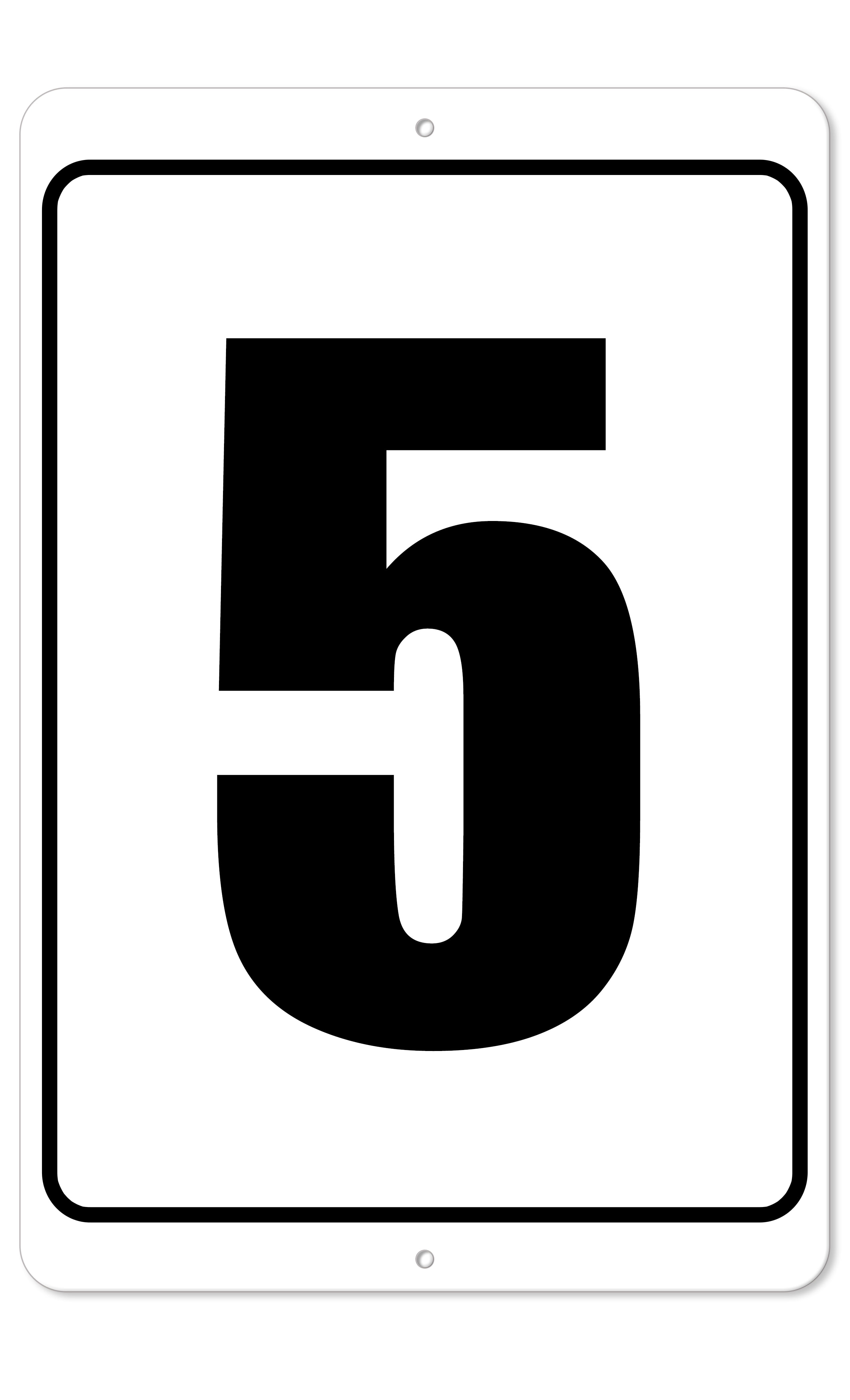 Numbered Sign 5 | 8 x 12 Aluminum Outdoor/Indoor Sign/Area Marker ...