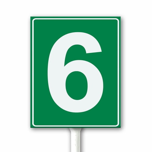 Numbered Sign 6, 4.6x6 Inch Aluminum Outdoor/Indoor Sign, Area Marker ...