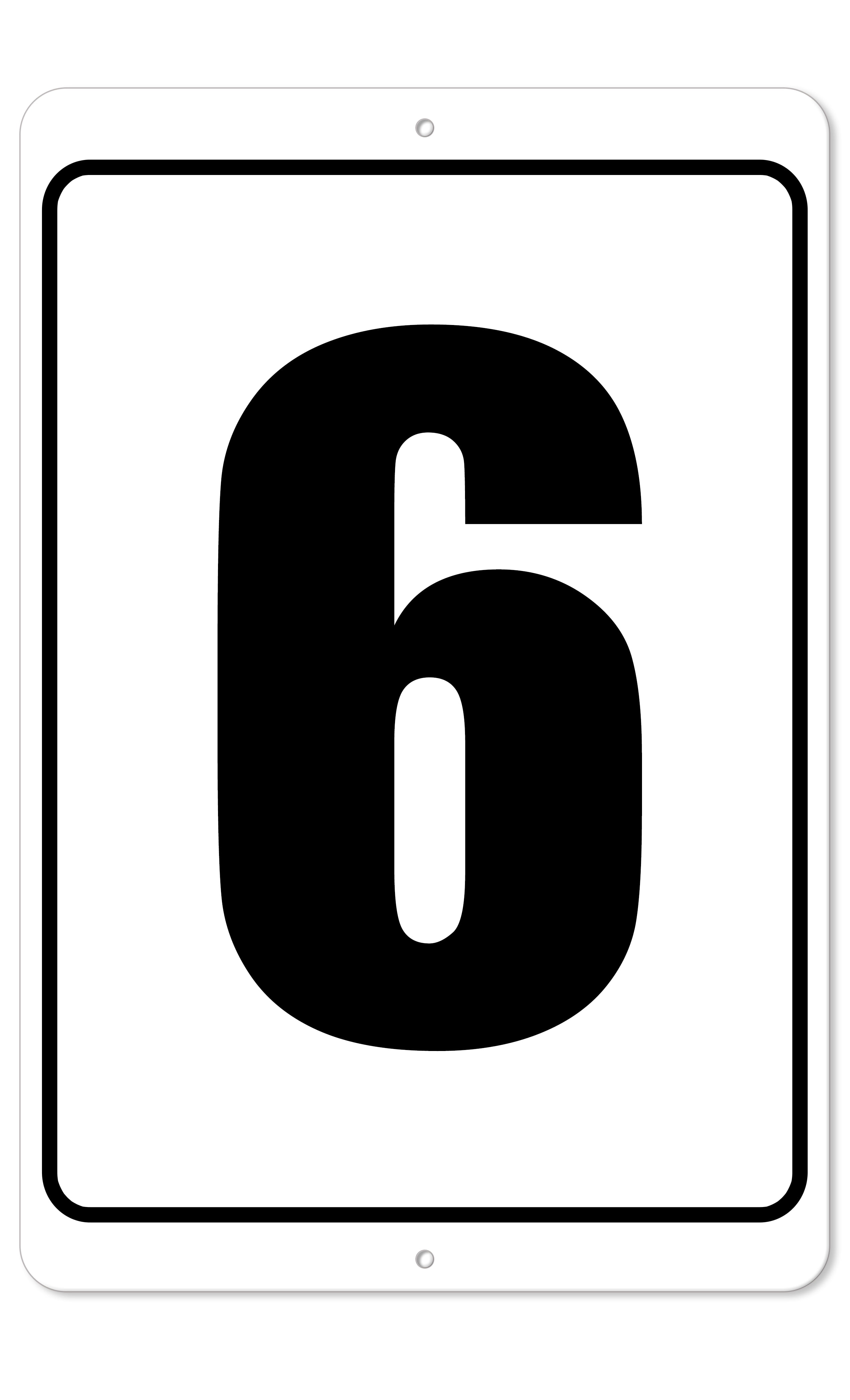 Numbered Sign 6 | 8 x 12 Aluminum Outdoor/Indoor Sign/Area Marker ...