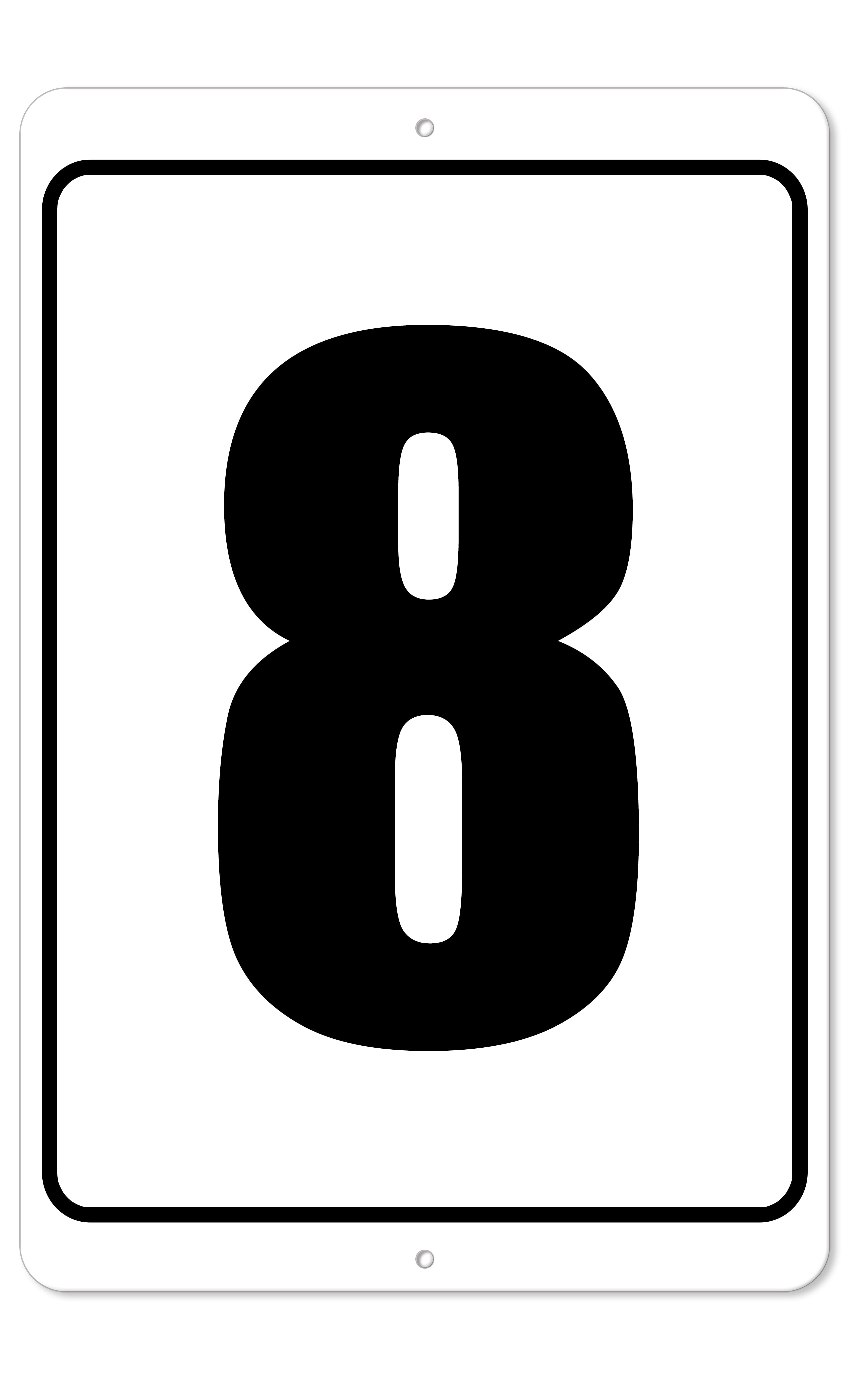 Numbered Sign 8 | 8 x 12 Aluminum Outdoor/Indoor Sign/Area Marker ...