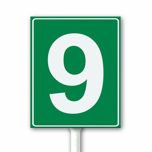 Numbered Sign 9, 4.6x6 Inch Aluminum Outdoor/Indoor Sign, Area Marker ...