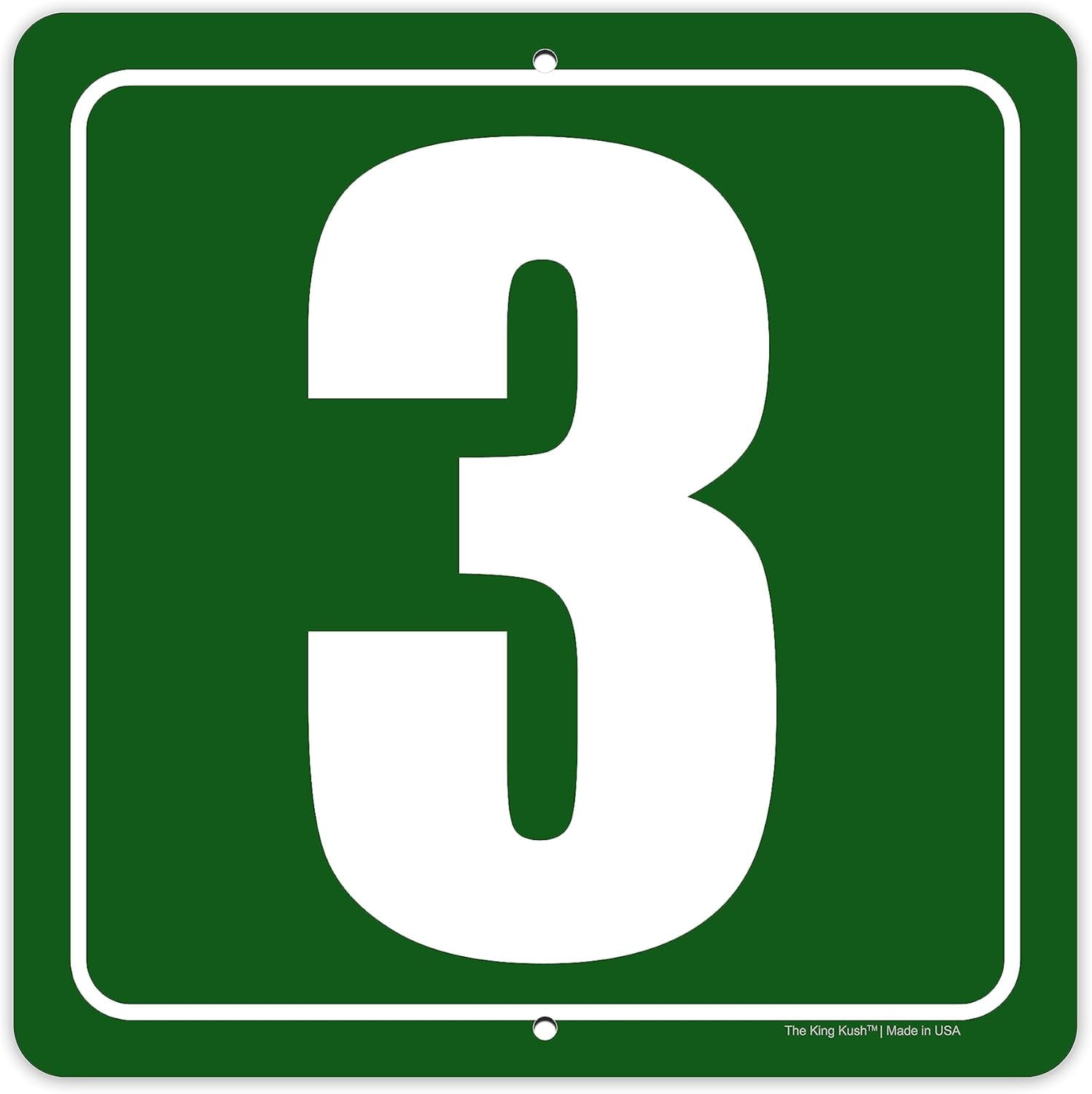 Numbered Signs 12 x 12 Inch Aluminum Signs (3, Green) - Walmart.com