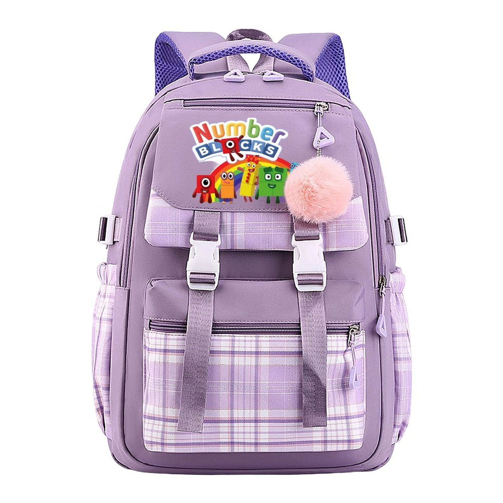 Numbers Blocks Backpack ,17 in Cute Casual Plaid Laptop Travel Bag Indoor Outdoor Foldable Nylon ...