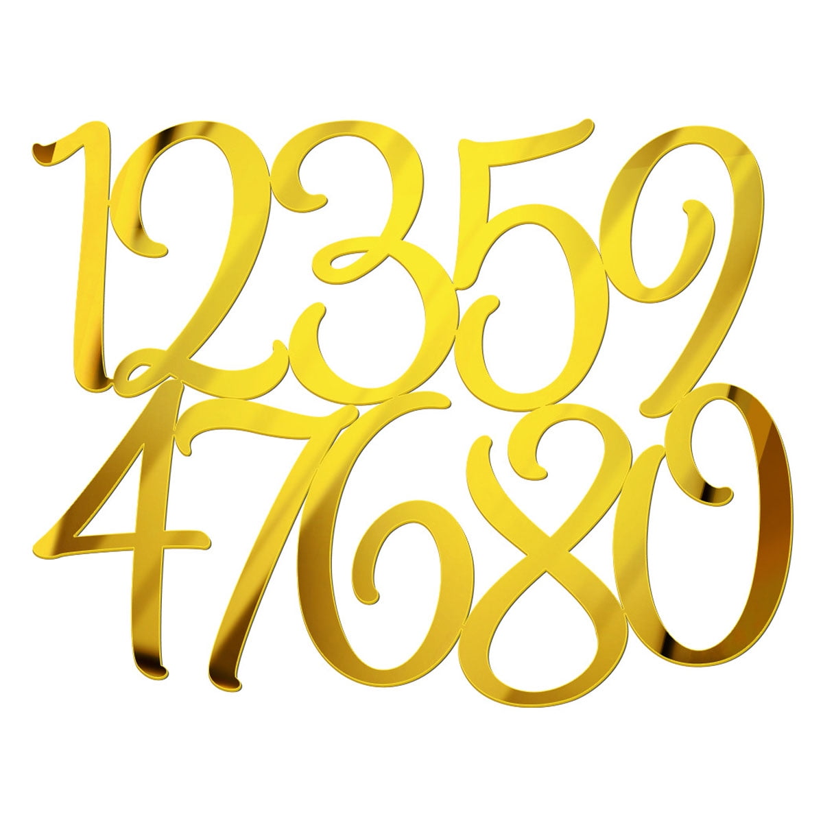 Numbers Cake Toppers 0-9 Gold Acrylic Mirror Birthday Cake Decoration ...
