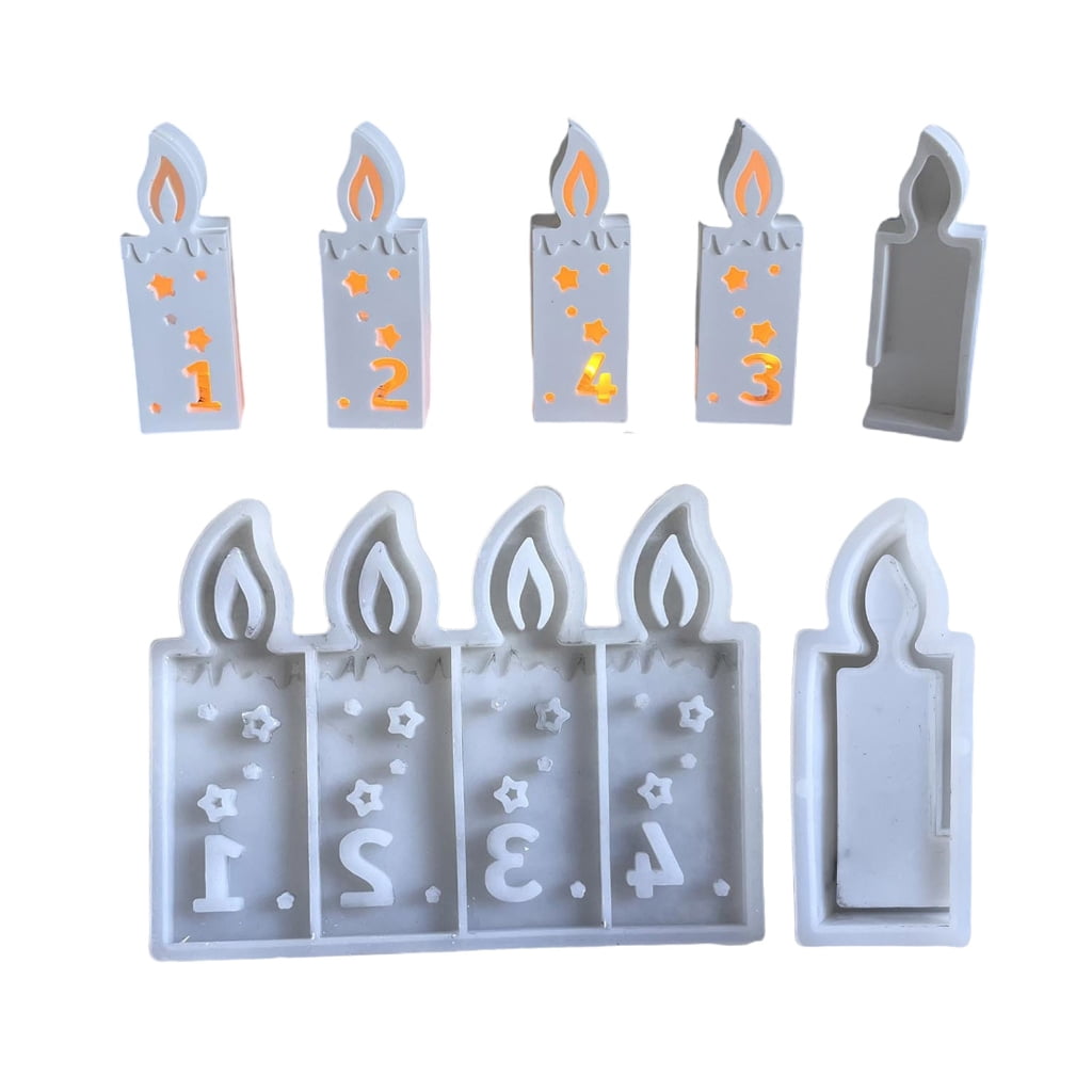 Numbers Candle Molds Ornament House Silicone Mould with Window Plasters ...