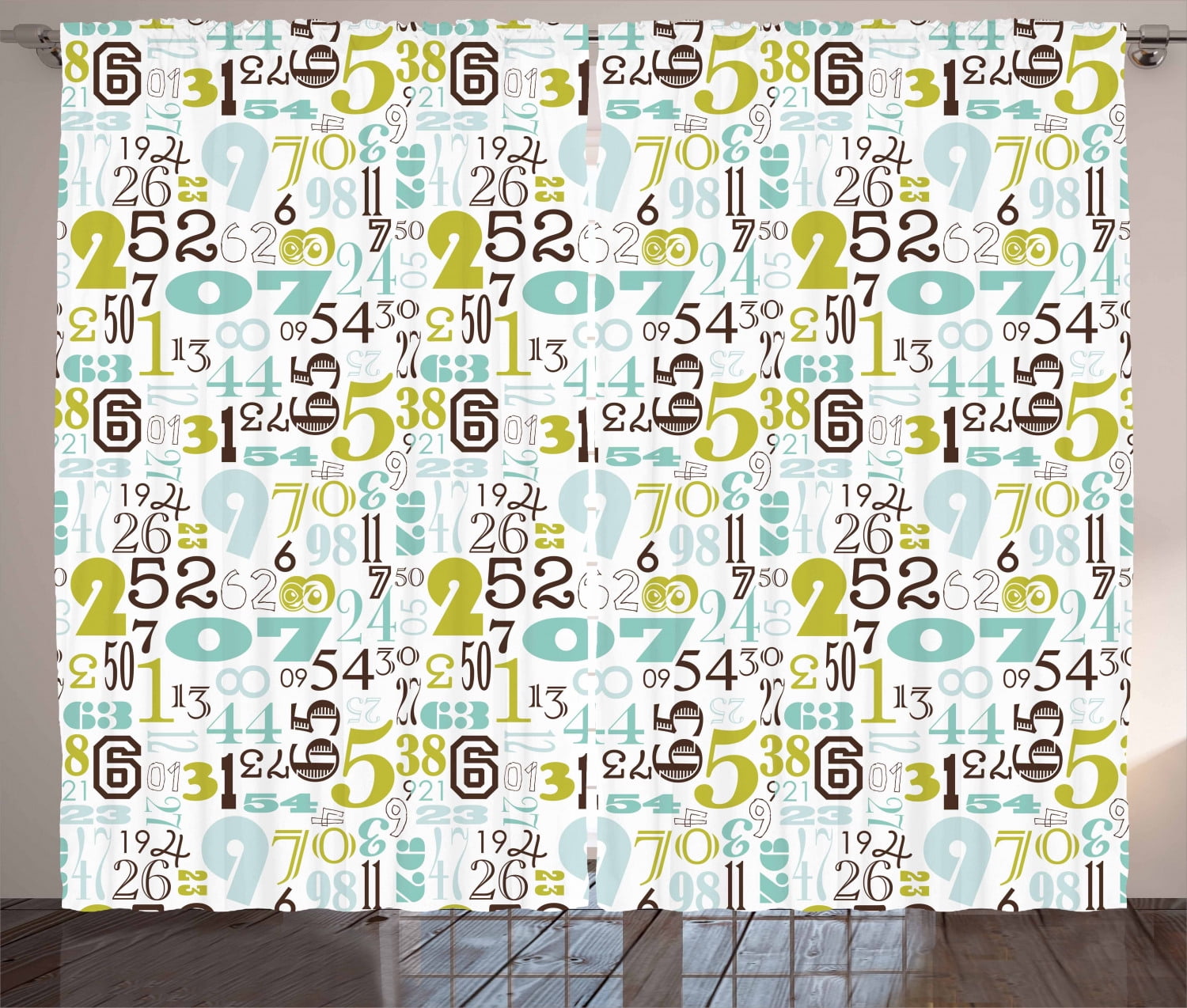 Ambesonne Numbers Curtains 2 Panel Set, Colorful Typography, 108" x 84 ...