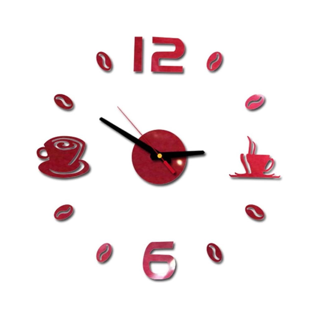 Numbers Diy 3D Clock Wall Decals Sticker Acrylic Home Roman Mural Clock ...