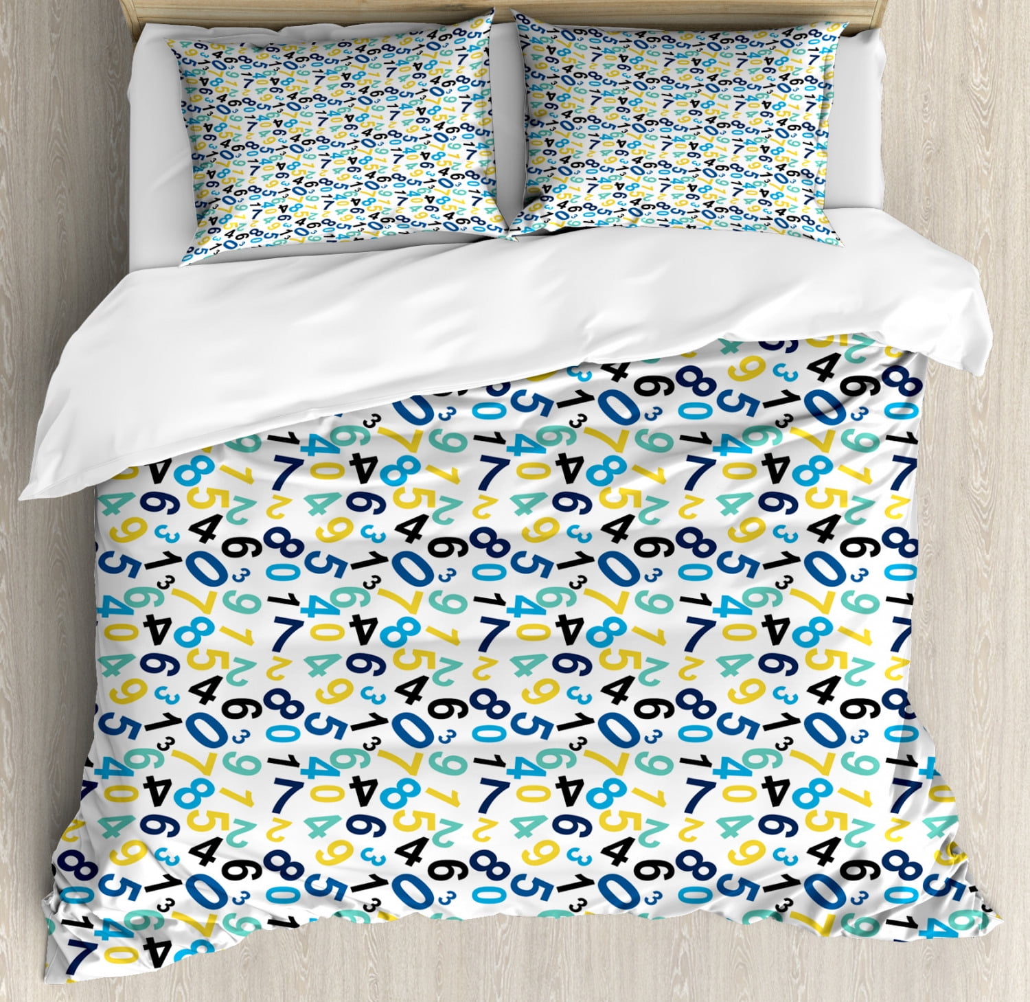Numbers Duvet Cover Set King Size, Math Themed Numbers Pattern Algebra ...