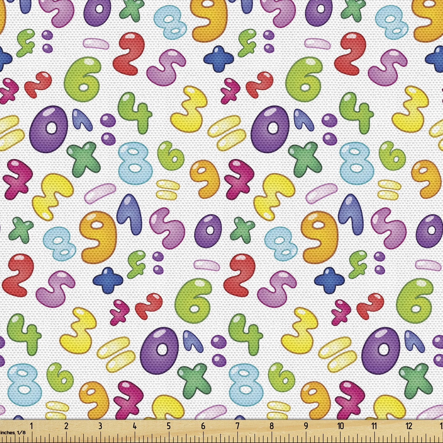 Ambesonne Numbers Pattern Fabric by the Yard Upholstery, Colorful Math ...