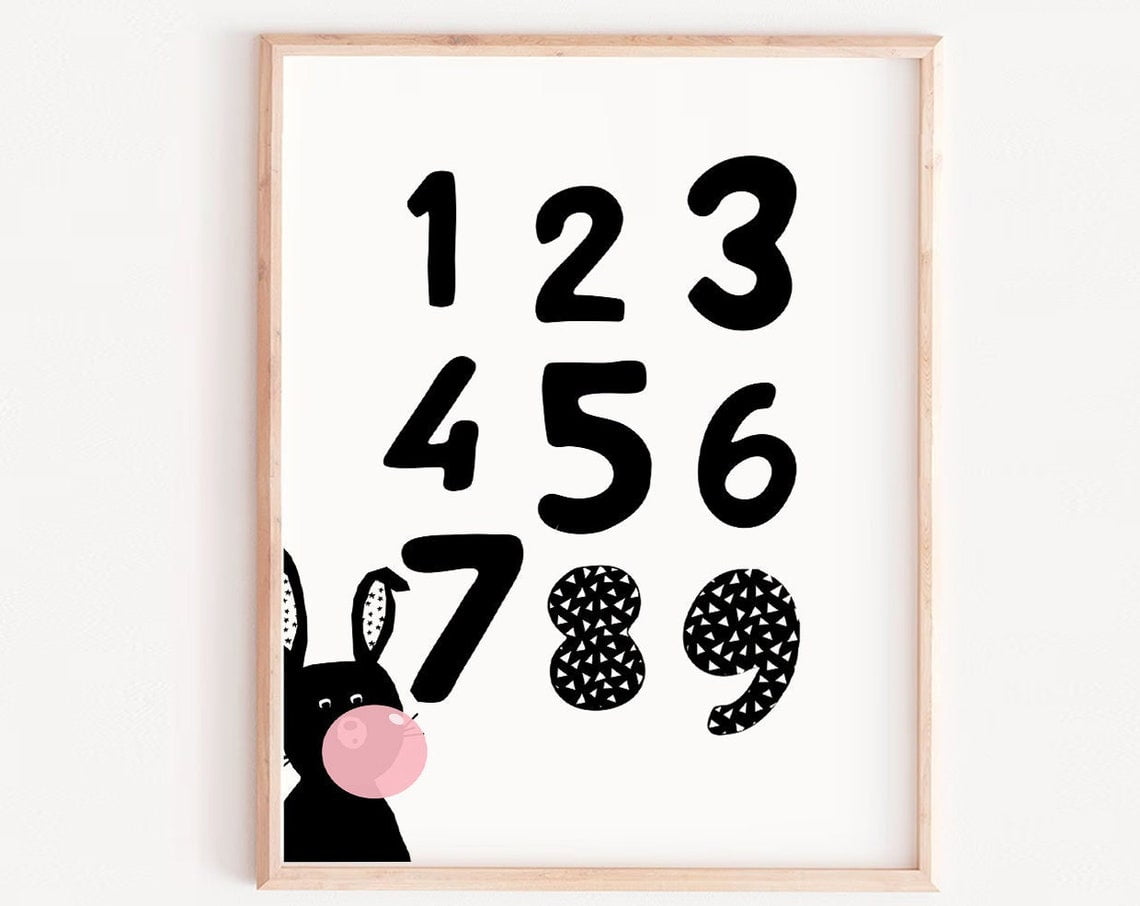 Numbers Kids Print, 123 Print, Numbers Wall Art, Numbers Set, Learning ...