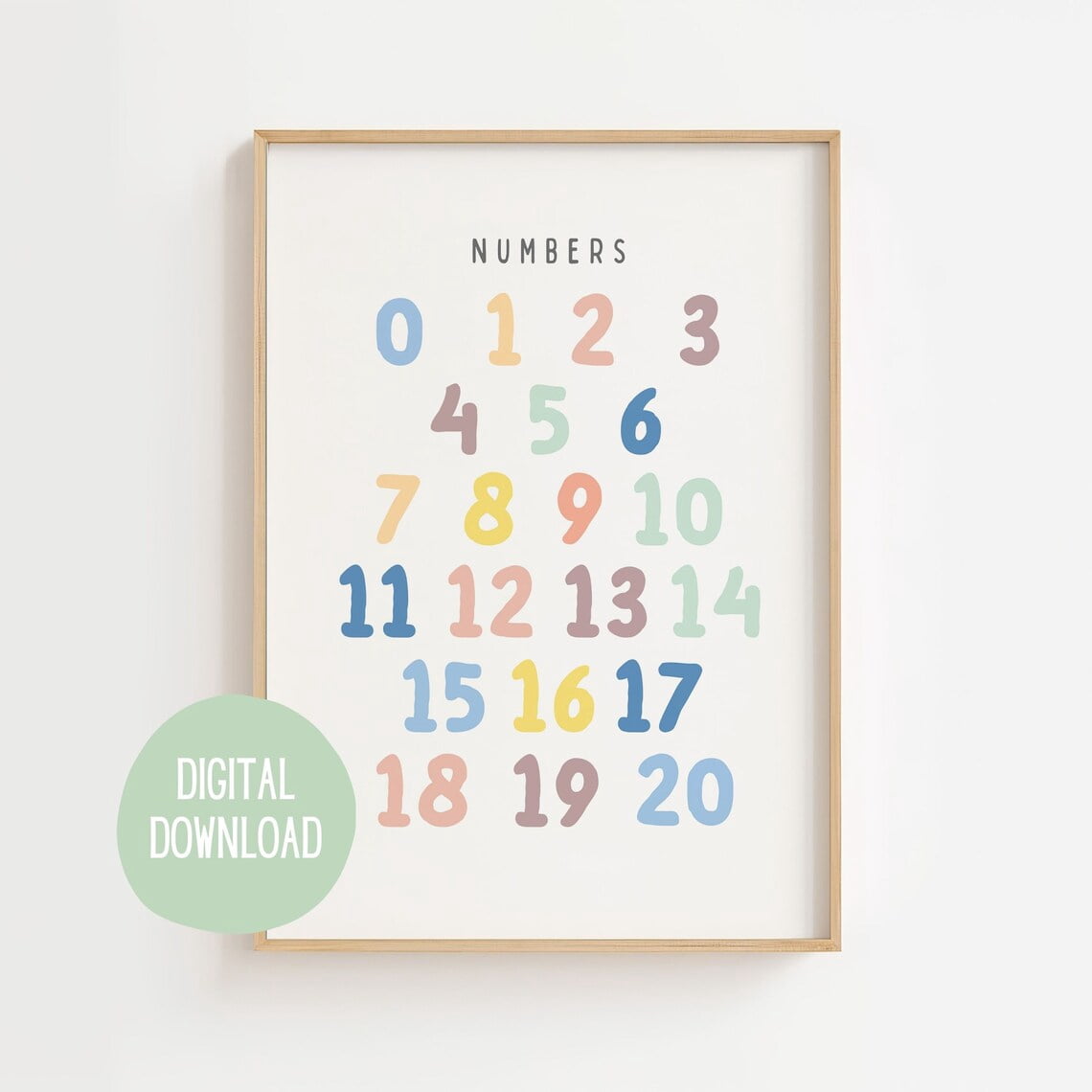 Numbers Poster, Numbers Print, Rainbow Numbers, Nursery Printable Wall ...