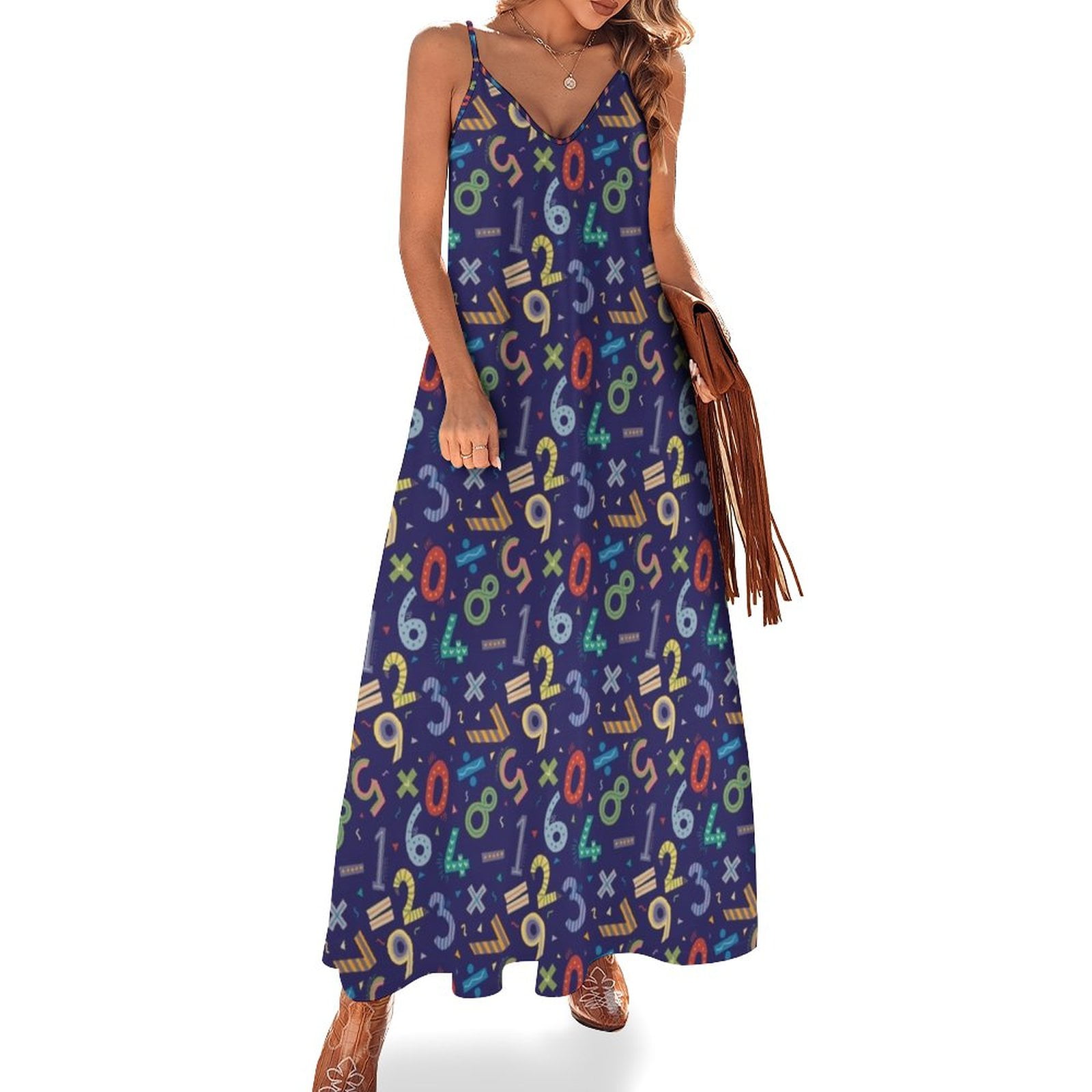 Numbers Sleeveless Dress women's summer clothing prom dress women's ...