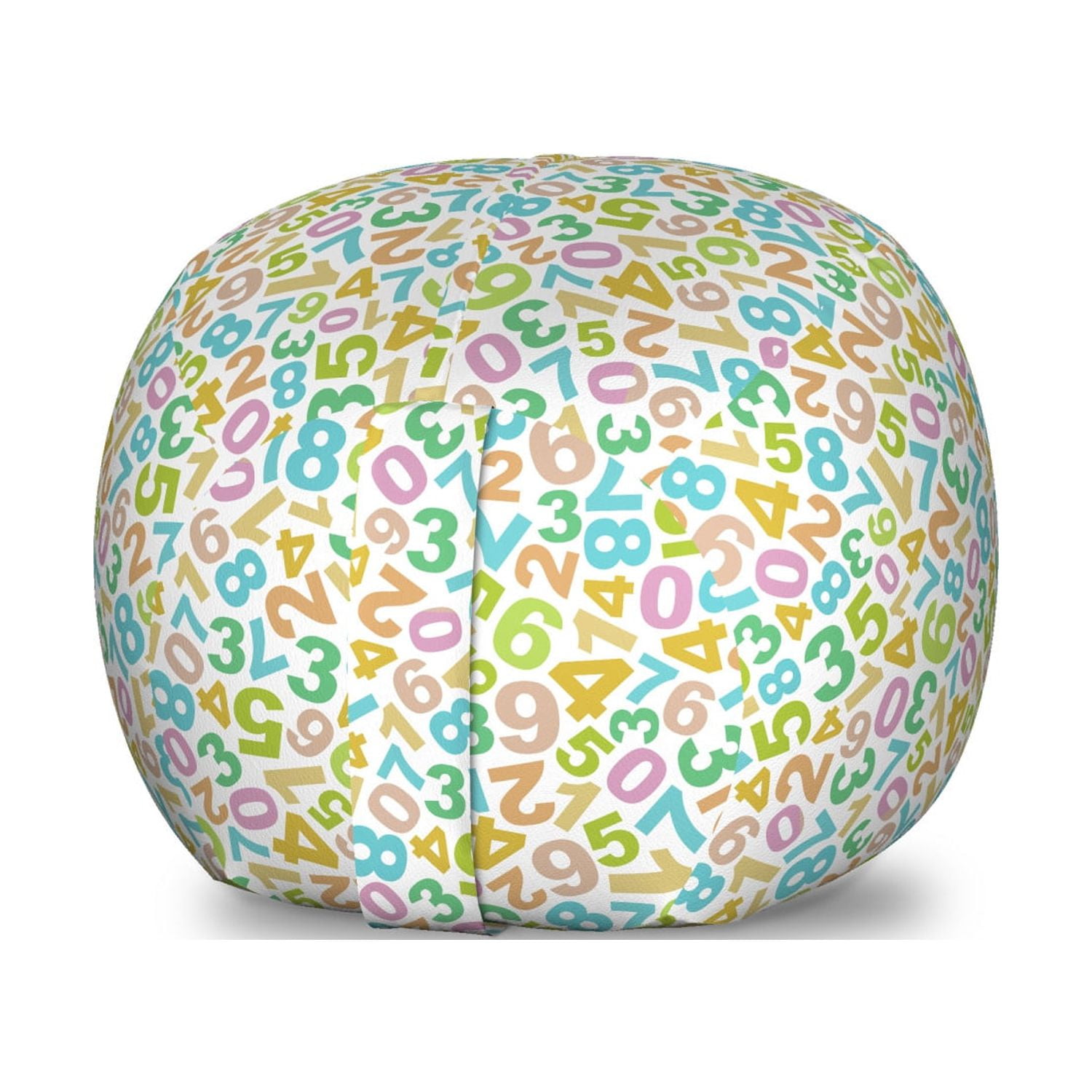 Numbers Storage Toy Bag Chair, Abstract Colorful Numeral Composition ...