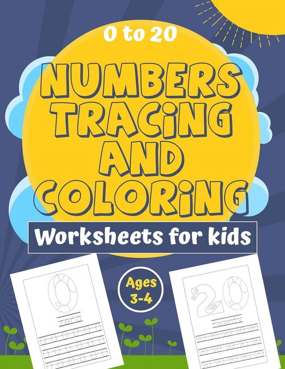 Numbers Tracing and Coloring Worksheets for Kids Ages 3-4: learn ...