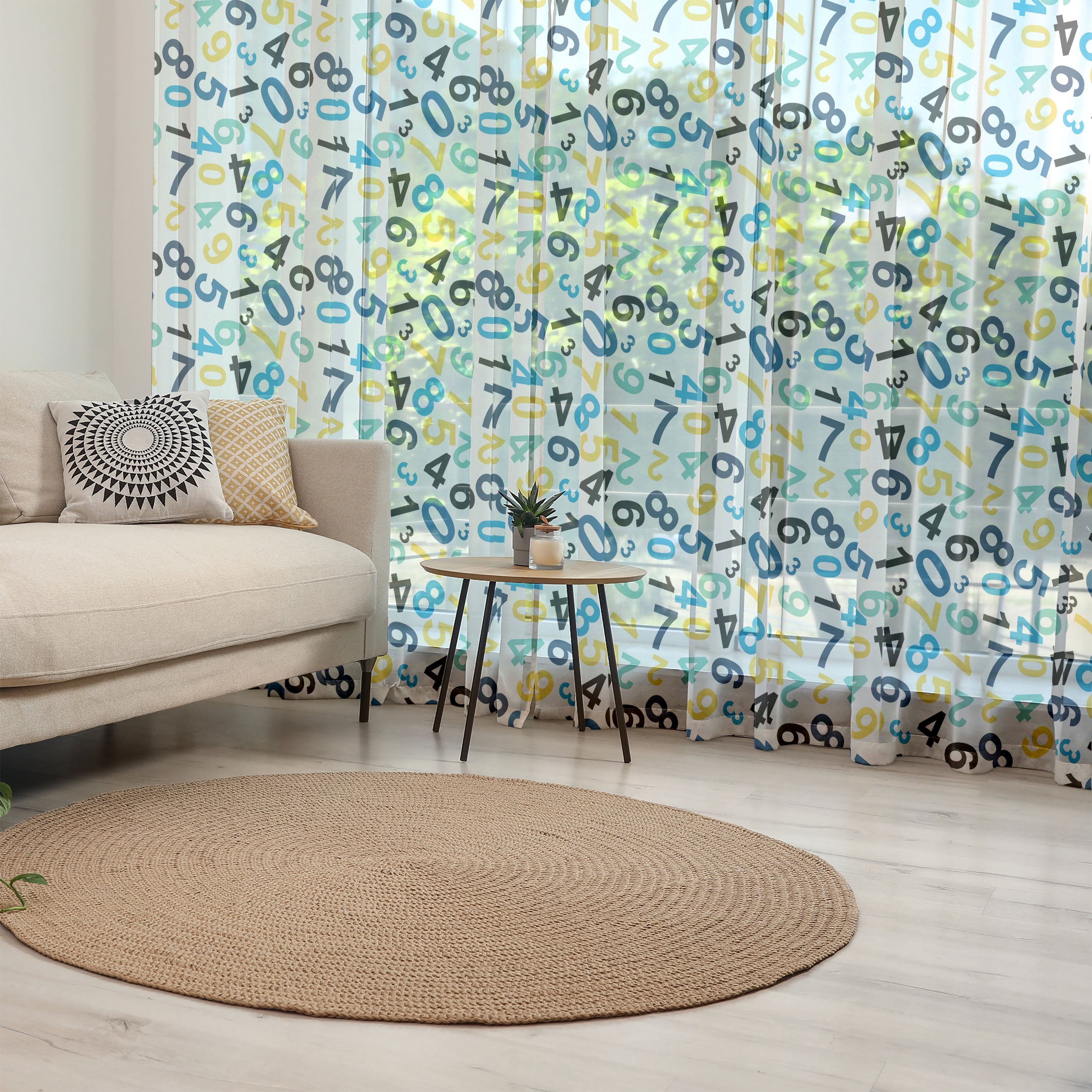 Numbers Tulle Curtains with Rod Pocket, Math Themed Numbers Pattern ...