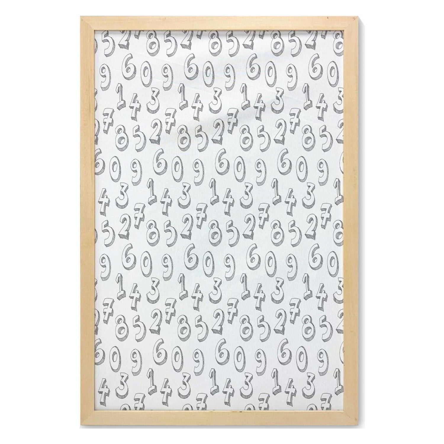 Numbers Wall Art with Frame, Monochrome Cartoon Style Hand Drawn ...