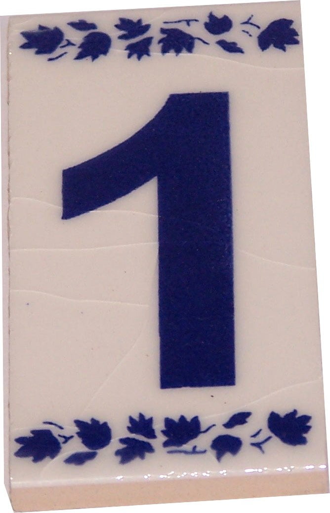Numeral One painted tile from Jerusalem - 3x1.5 Inches - Asfour Outlet ...