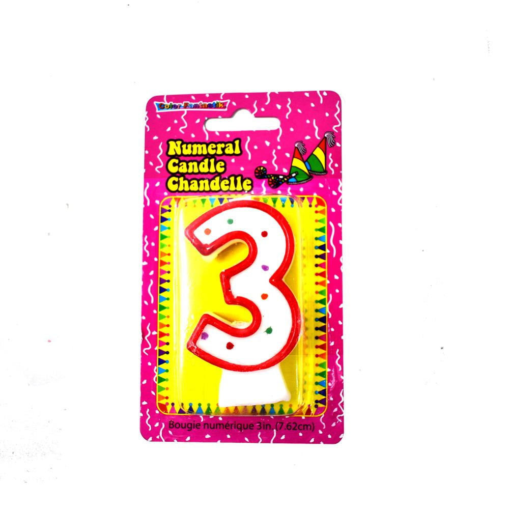 Numeral Three Birthday Candle, Multicolor, 3-1/4-Inch - Walmart.com