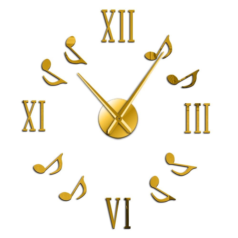 Numerals With Musical Notes Frameless Wall Clock Stickers, DIY Modern ...