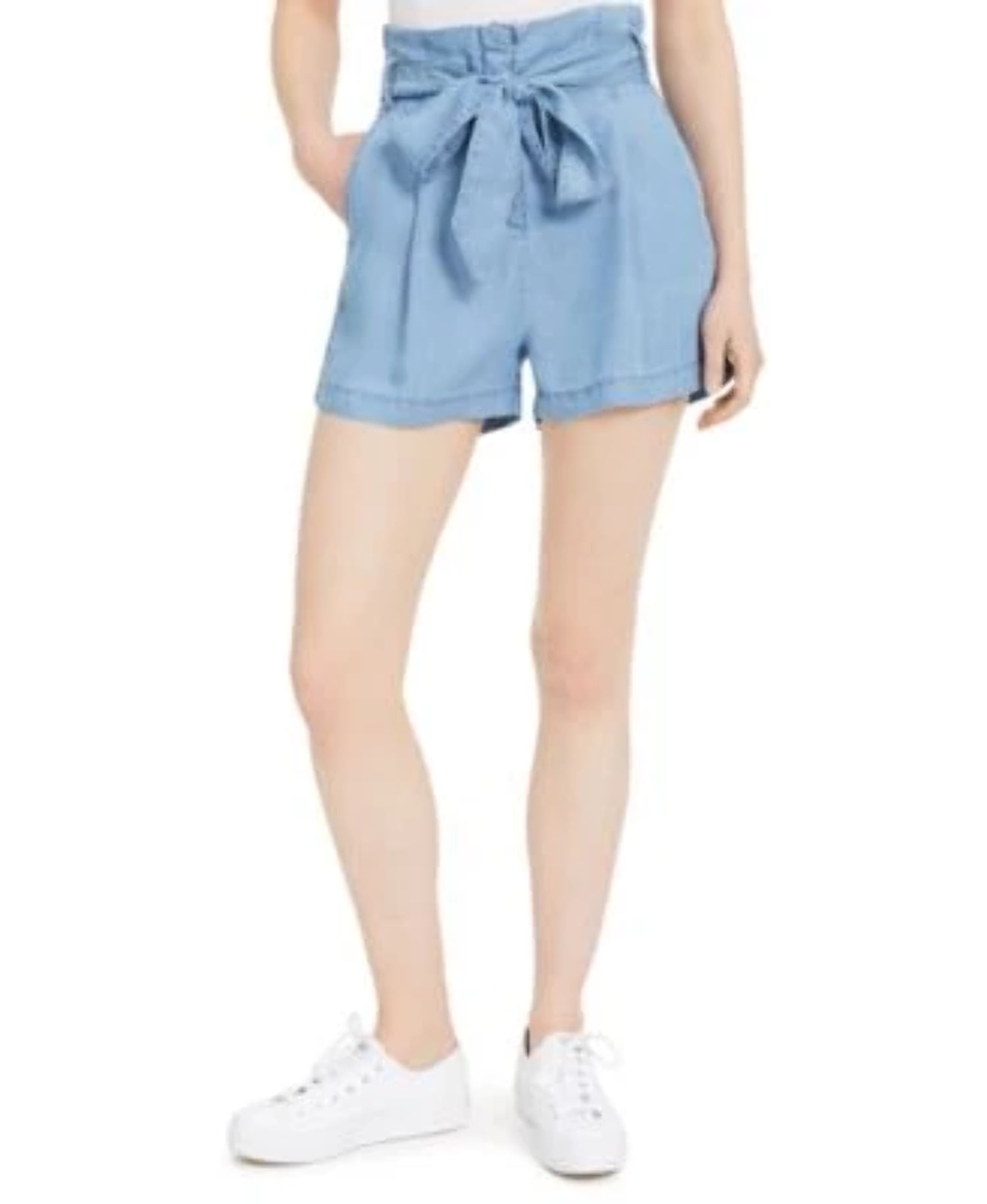 Numero Women's Paper Bag Draped Tencel Denim Shorts - Walmart.com