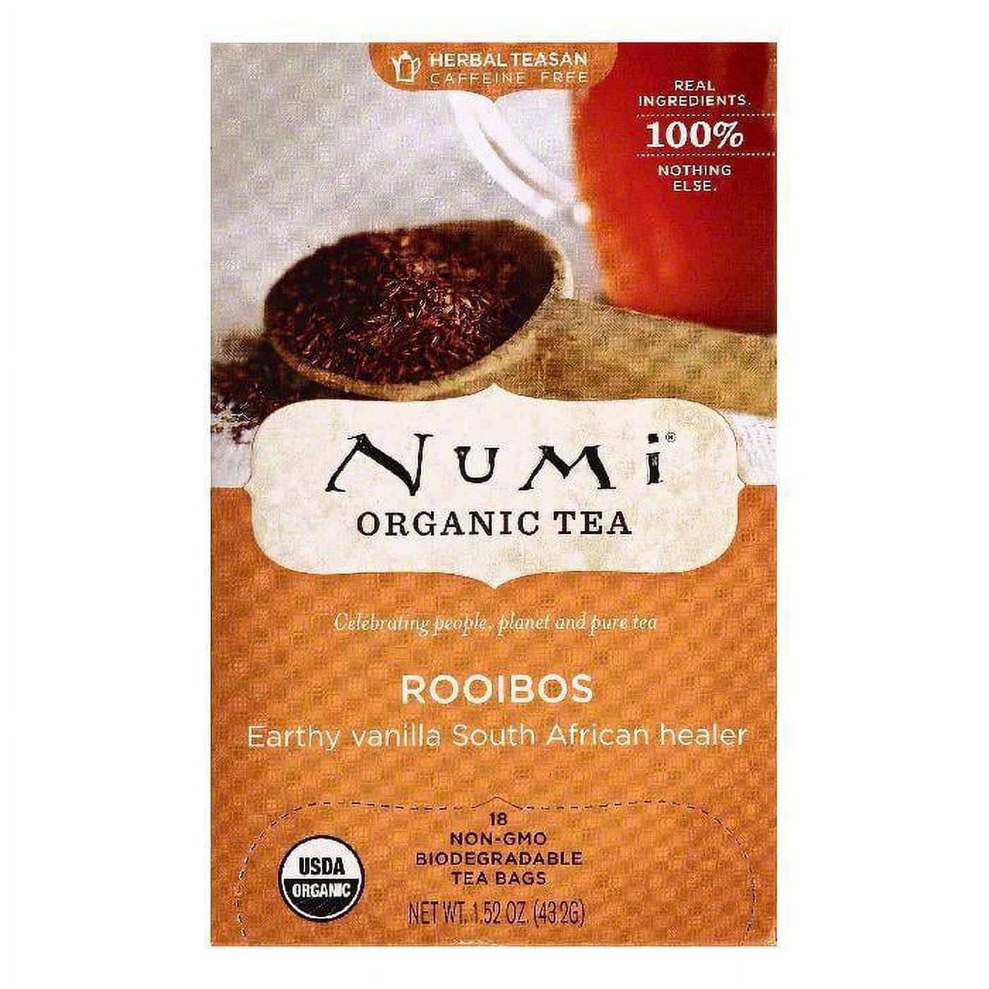 Numi Bags Caffeine Free Rooibos Organic Tea, 18 ea (Pack of 6 ...