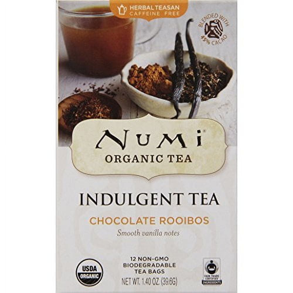 Numi Organic Indulgent Tea, Chocolate Rooibos, Caffeine Free Herbal ...