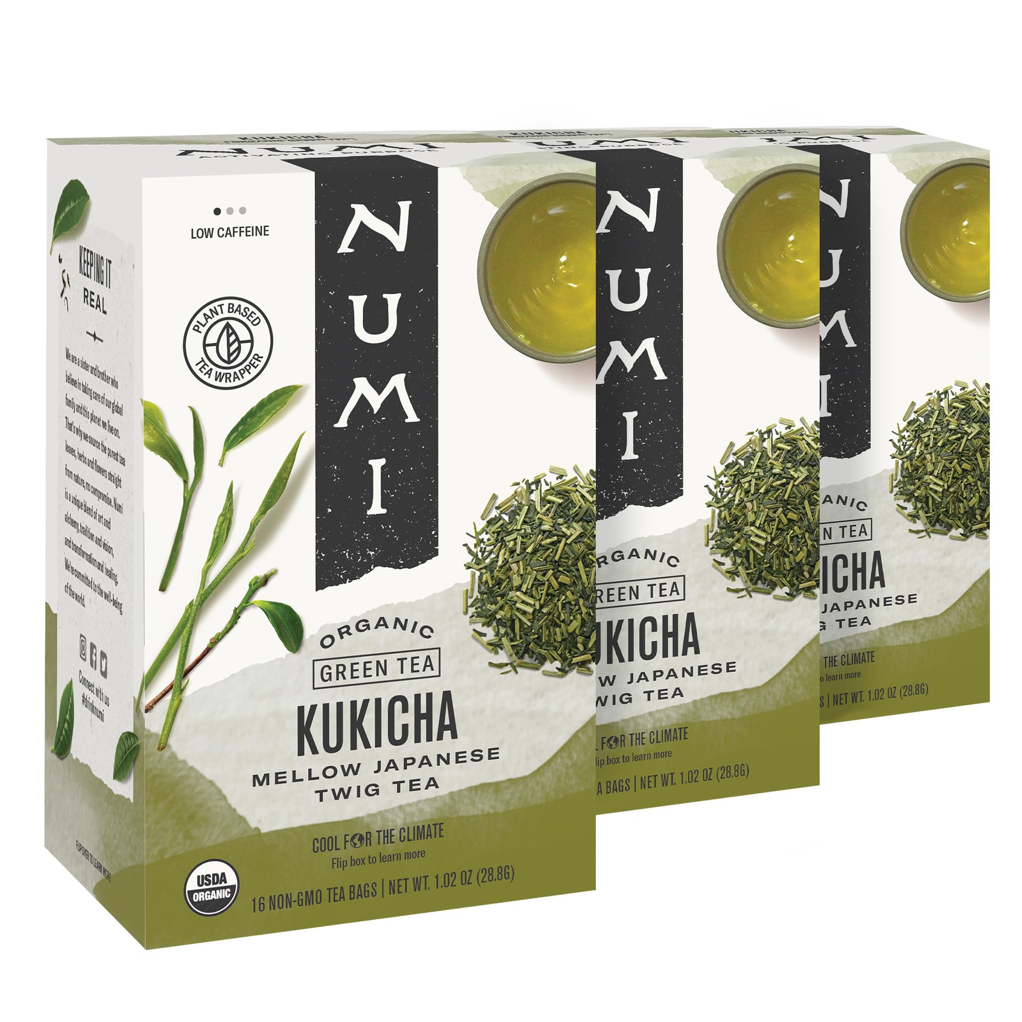 Numi Organic Kukicha Green Tea, Roasted Japanese Twig Tea, 16 Count Box ...