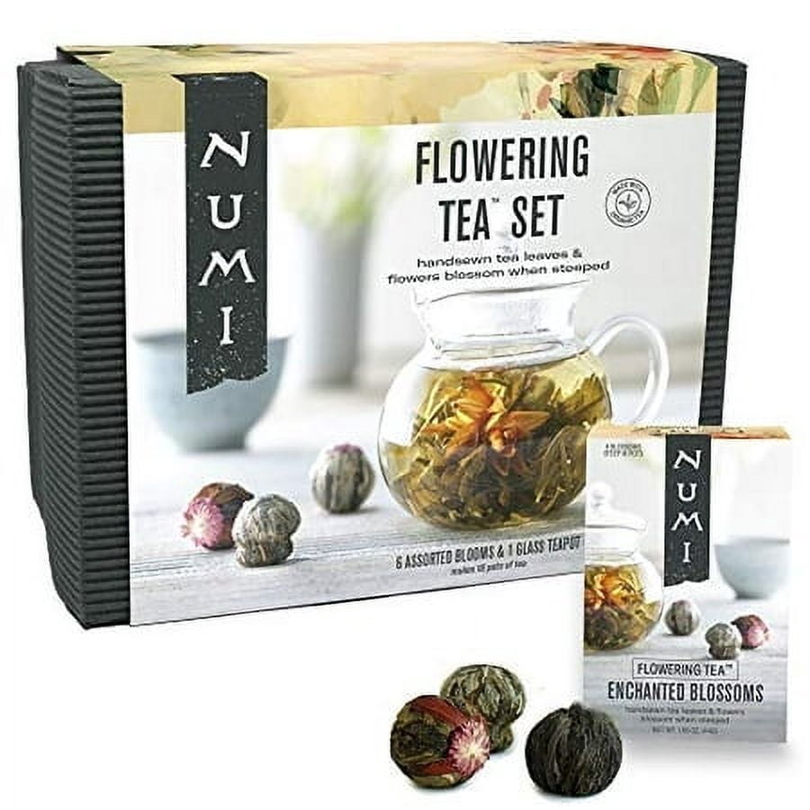 Numi Organic Tea Flowering Tea Gift Set, 6 Tea Blossoms with 16 Ounce ...