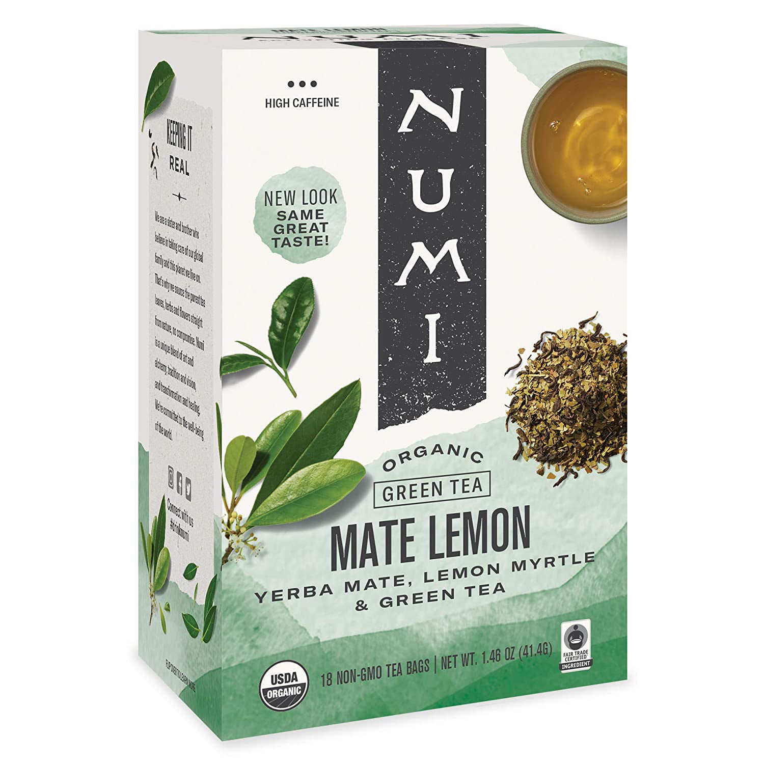 Numi Organic Tea Rainforest Mate Lemon Green Tea - 18 Tea Bags Pack of ...