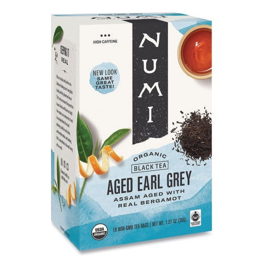 Numi Organic Teas and Teasans, 1.27 oz, Aged Earl Grey, 18/Box, Each ...