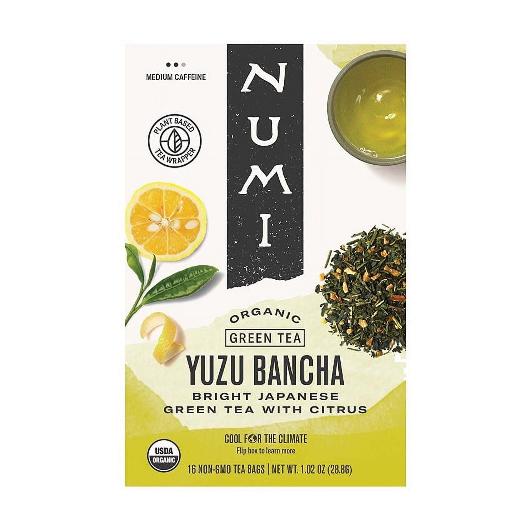 Numi Organic Yuzu Bancha Tea, 16 Tea Bags (Pack of 3) Roasted Japanese ...