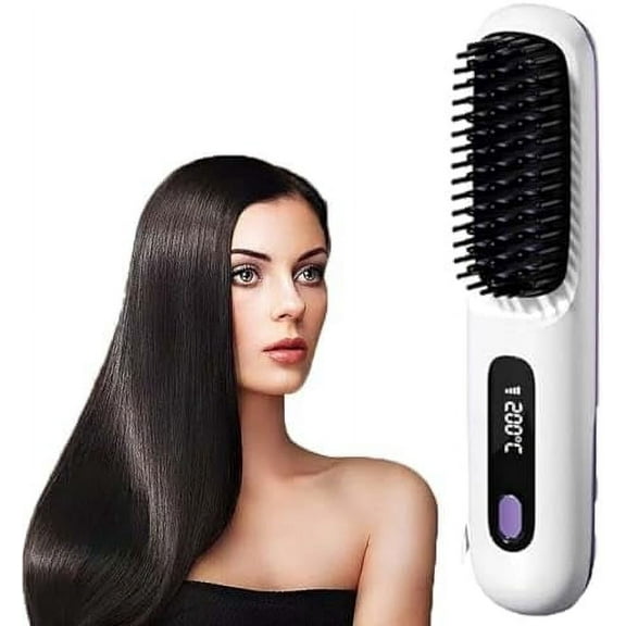 Mineart Ceramic Coated Hair Straightener Brush, Anti-Scald Design with ...