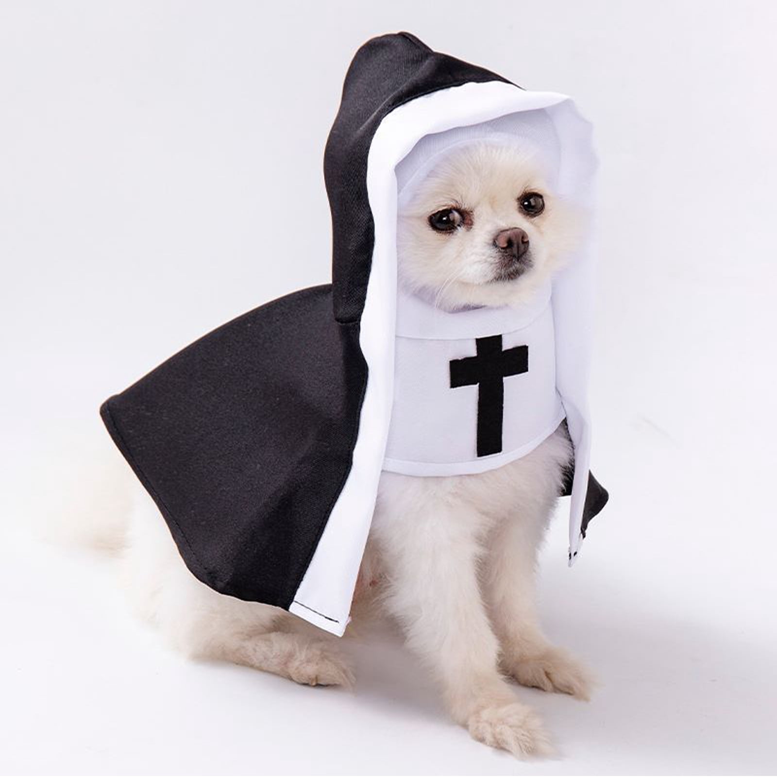 Nun Costume for Pets, Funny Black and White Habit Outfit for Cats and ...
