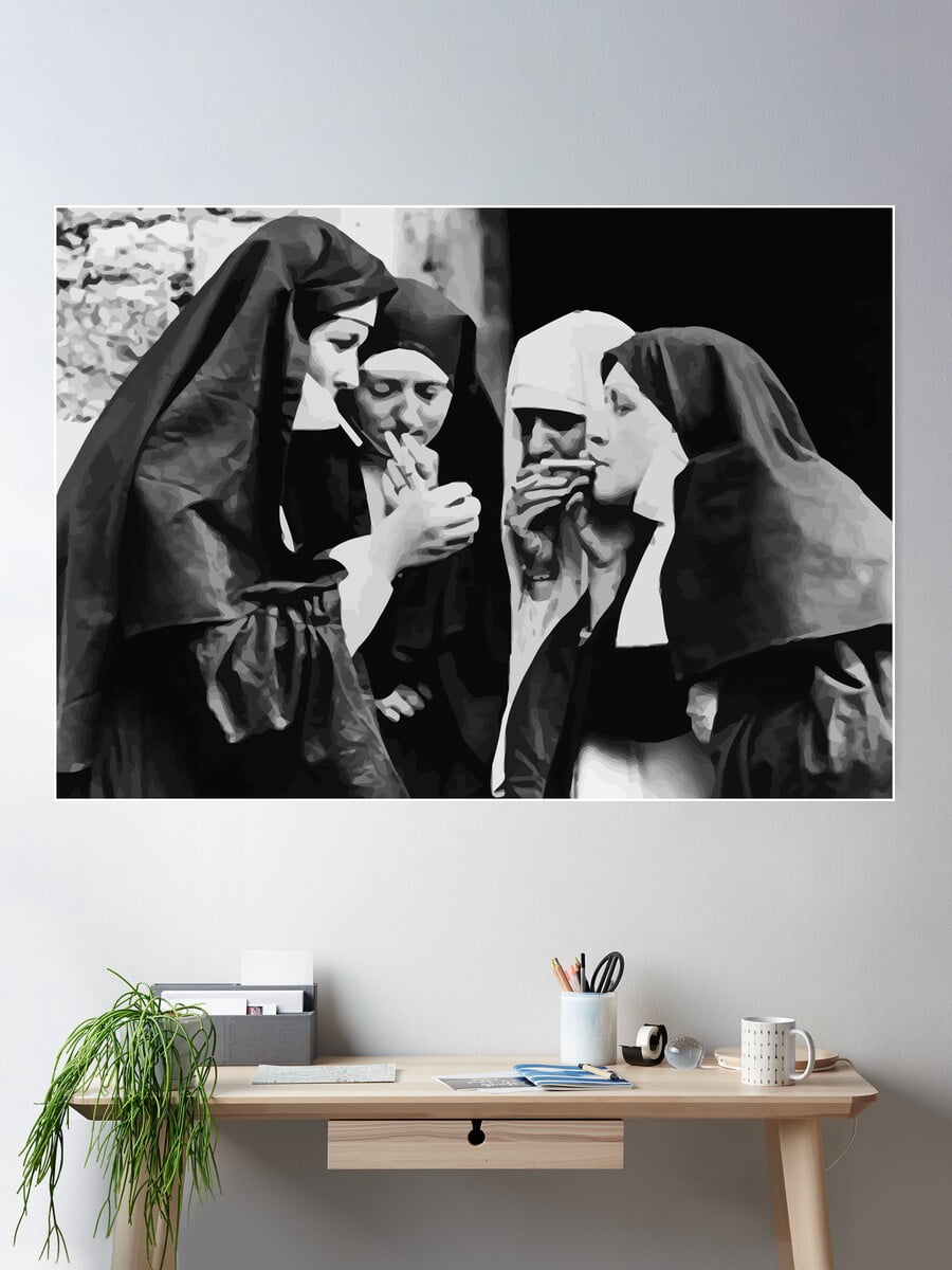 Nuns Smoking Poster Wall Art, Modern Wall Decor For Living Room Bedroom ...